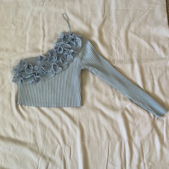 Zara | Tops | Baby Blue Cropped Top | Poshmark